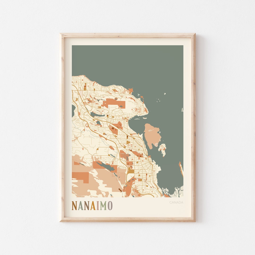 Nanaimo Map Poster, Nanaimo Wall Art, Nanaimo City Map, Nanaimo Poster ...