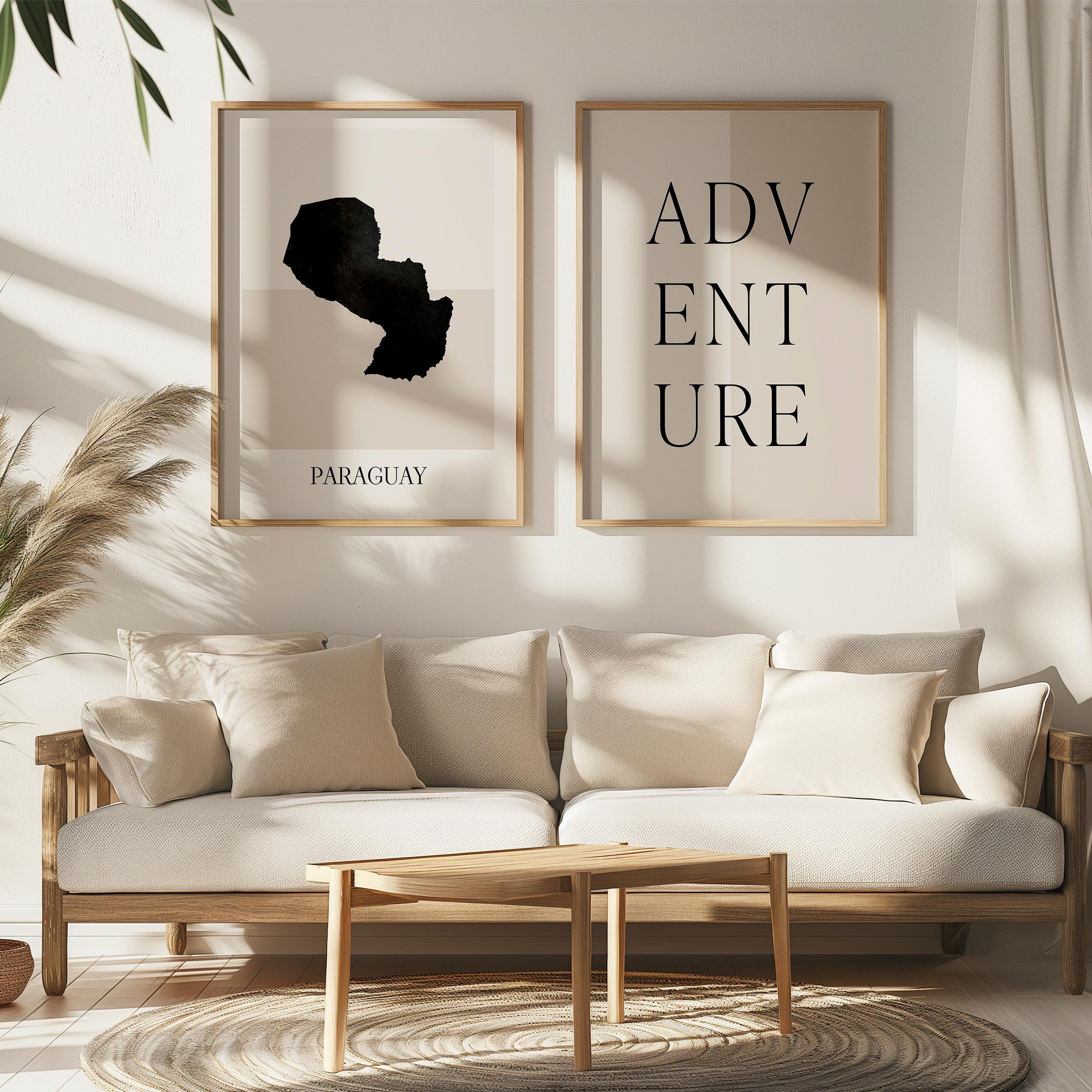 Paraguay Map Poster, Paraguay Print, Paraguay Map Print Minimalist Boho ...