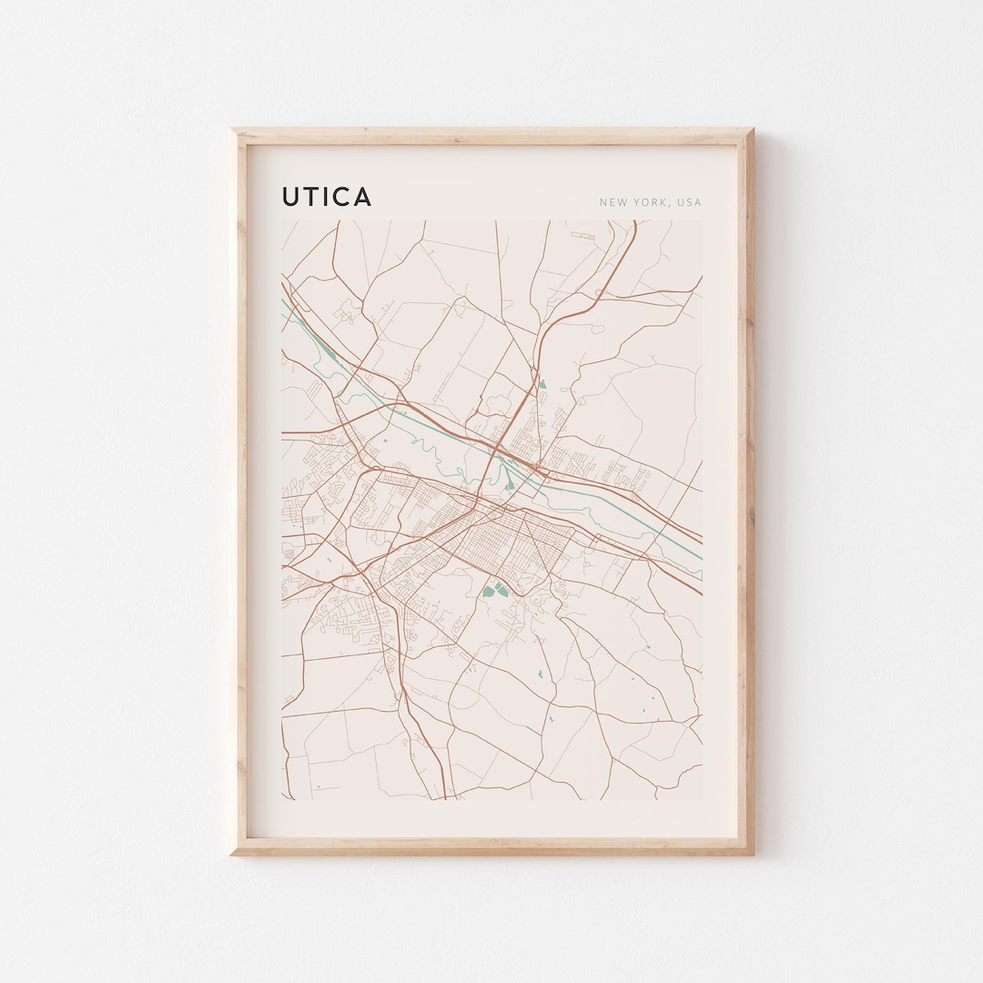 Utica Map Poster, Utica Print, Utica Poster, Utica Wall Art, New York ...