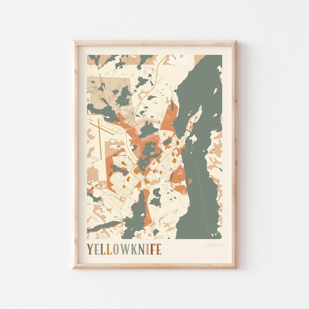 Yellowknife Map Poster, Yellowknife Poster, Yellowknife Wall Art ...