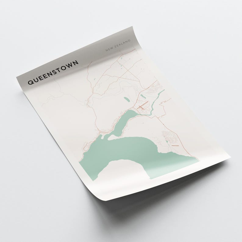 Queenstown Map Poster, Queenstown Wall Art, Queenstown Map, Queenstown ...