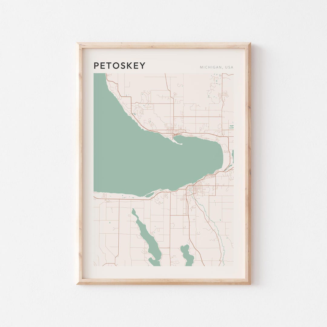 Petoskey Map Poster, Petoskey Print, Petoskey Poster, Petoskey Wall Art ...