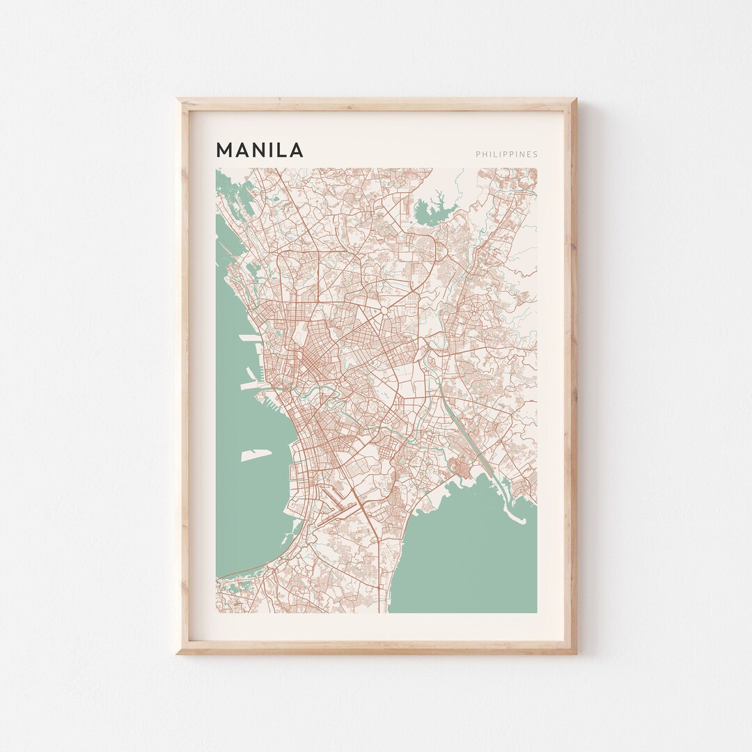 Manila Map Poster, Manila Wall Art, Manila City Map, Map of Manila ...