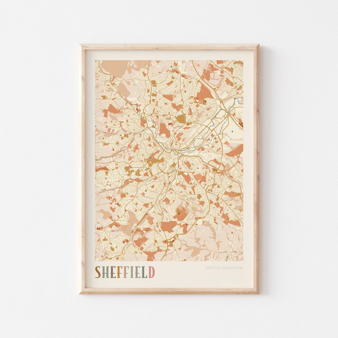Sheffield Map Poster, Sheffield Poster, Sheffield Wall Art, Sheffield ...