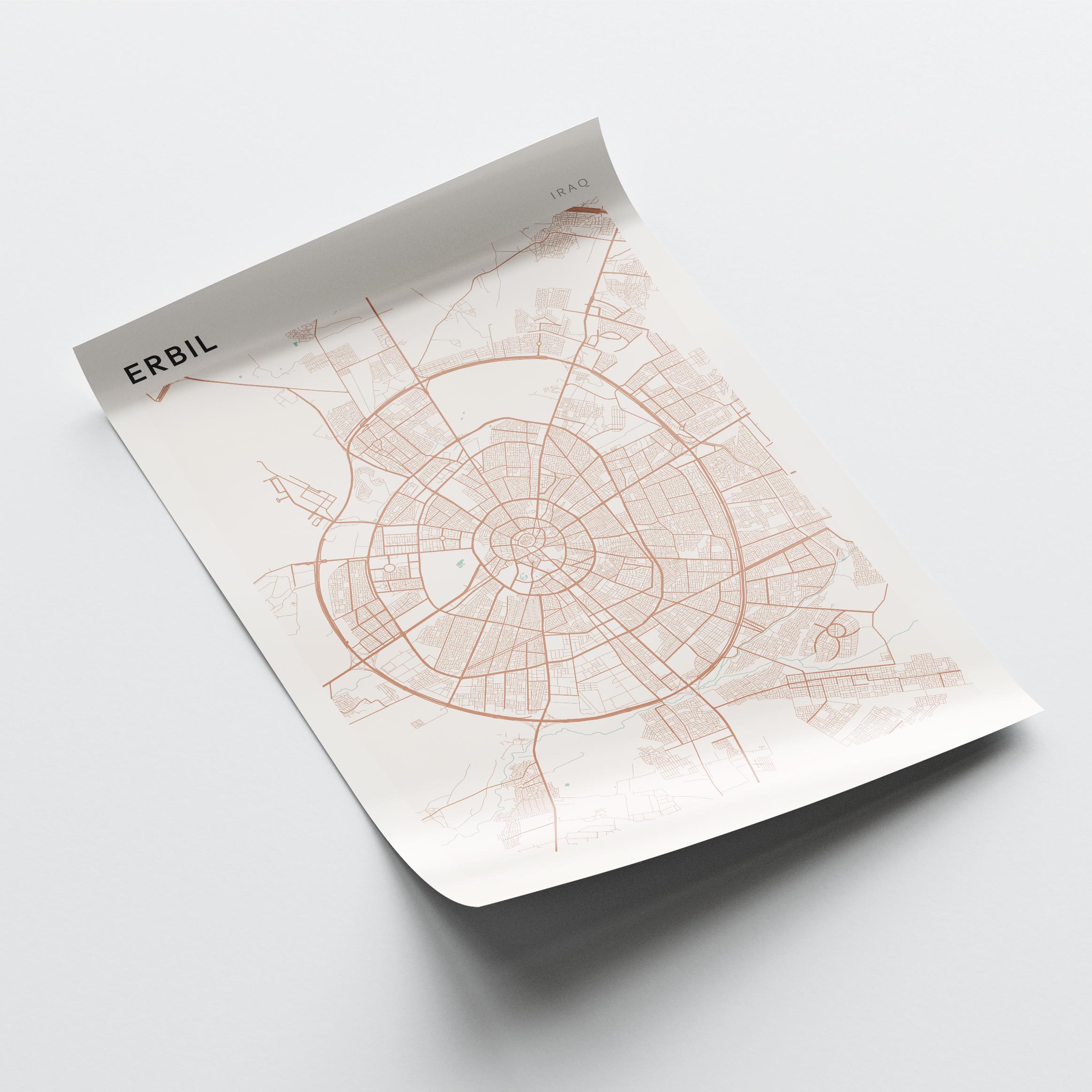 Erbil Map Poster, Erbil Print, Erbil Poster, Erbil Wall Art, Iraq ...