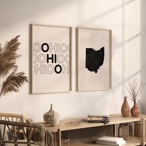 Ohio Set of 2 Prints, Ohio Print, Ohio Map Poster, Ohio Map Print ...