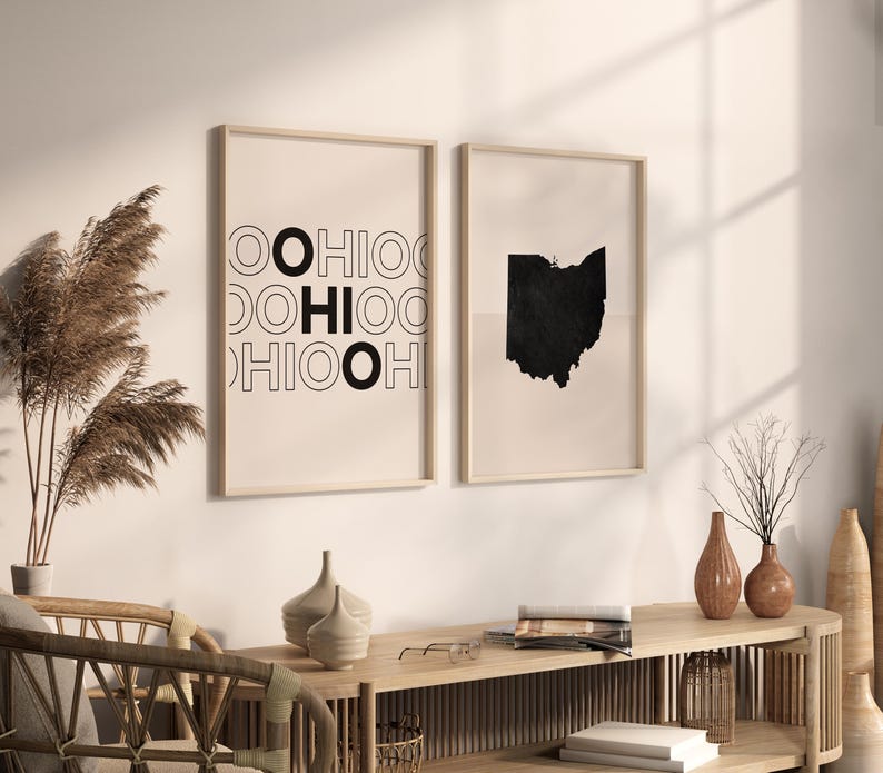 Ohio Set of 2 Prints, Ohio Print, Ohio Map Poster, Ohio Map Print ...