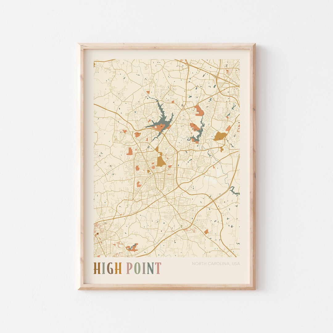 High Point Map Poster, High Point Print, High Point Poster, High Point ...