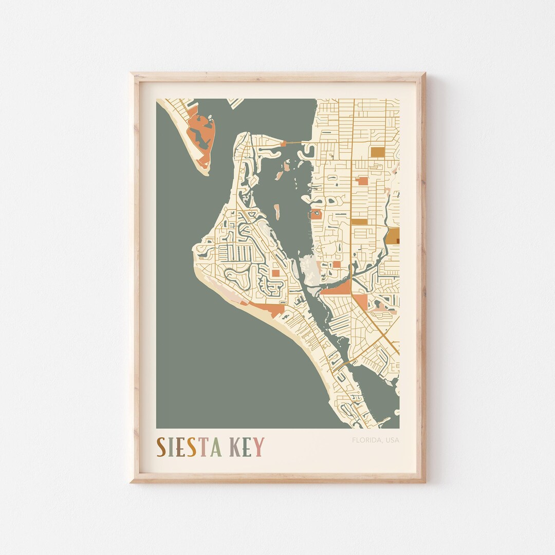 Siesta Key Map Poster, Siesta Key Print, Siesta Key Poster, Siesta Key ...