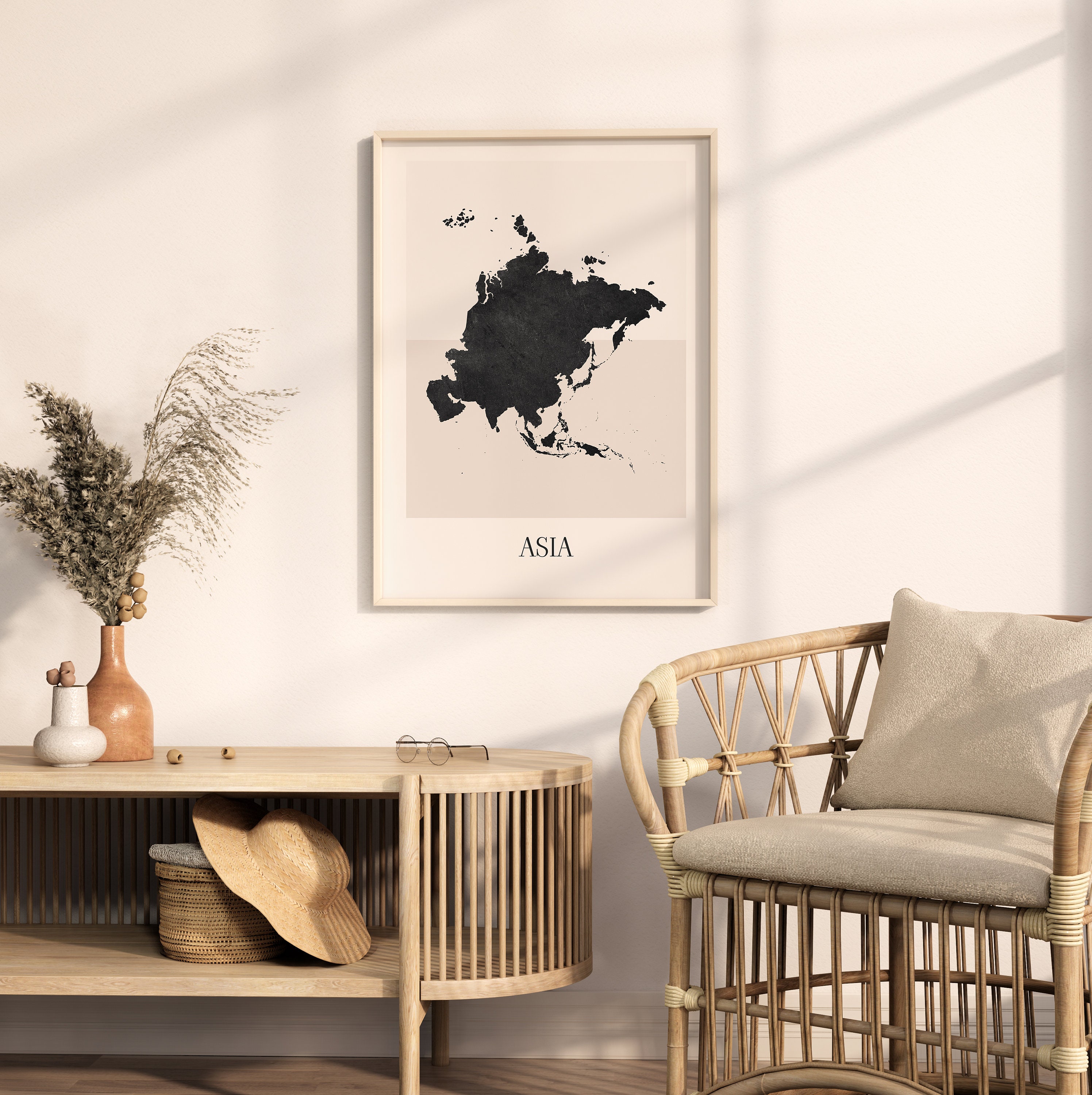 Asia Map Poster, Asia Print, Asia Map Print Minimalist Boho Wall Art ...