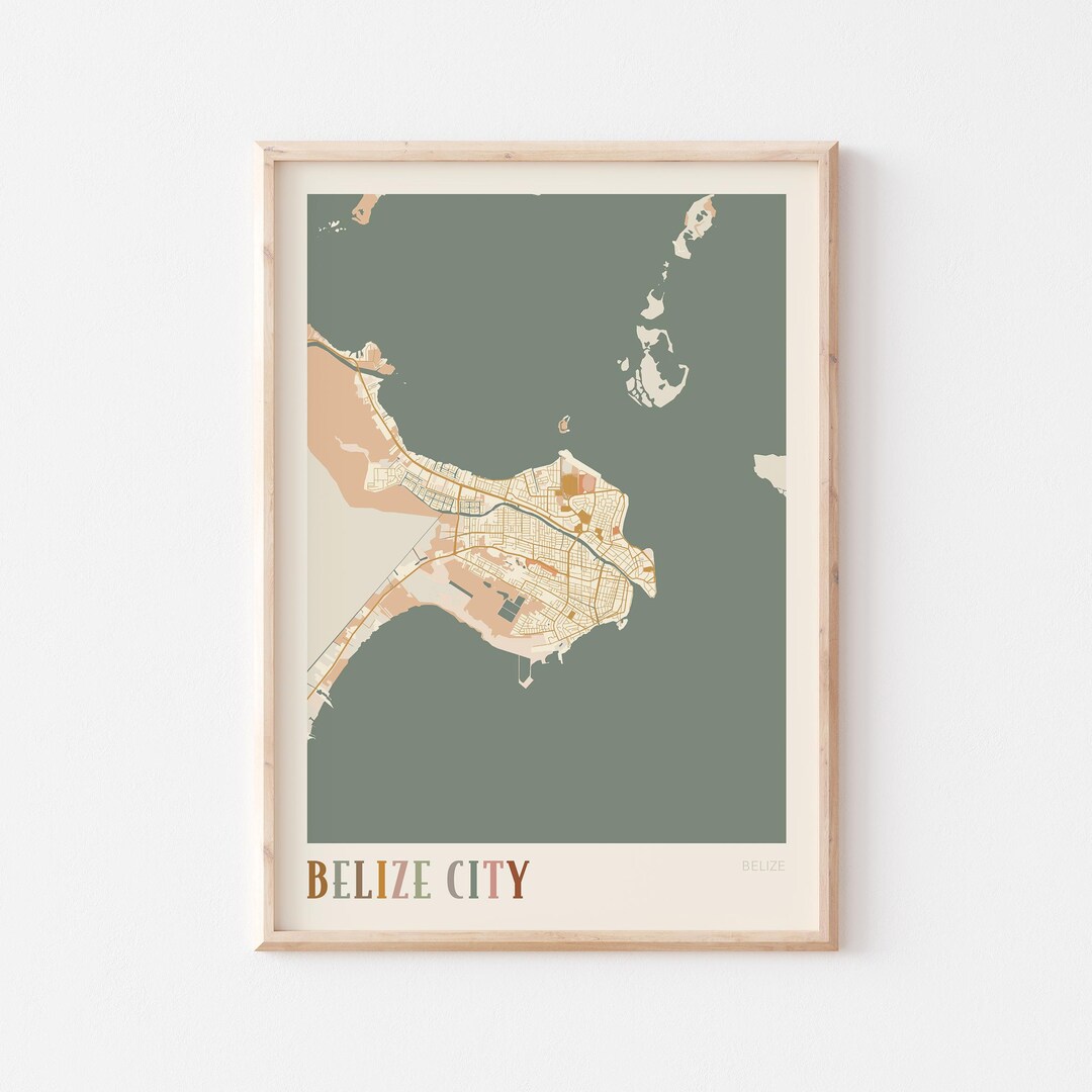 Belize City Map Poster, Belize City Print, Belize City Poster, Belize ...