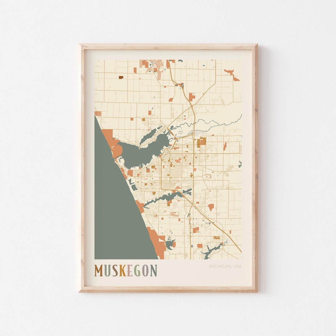 Muskegon Map Poster, Muskegon Print, Muskegon Poster, Muskegon Wall Art ...