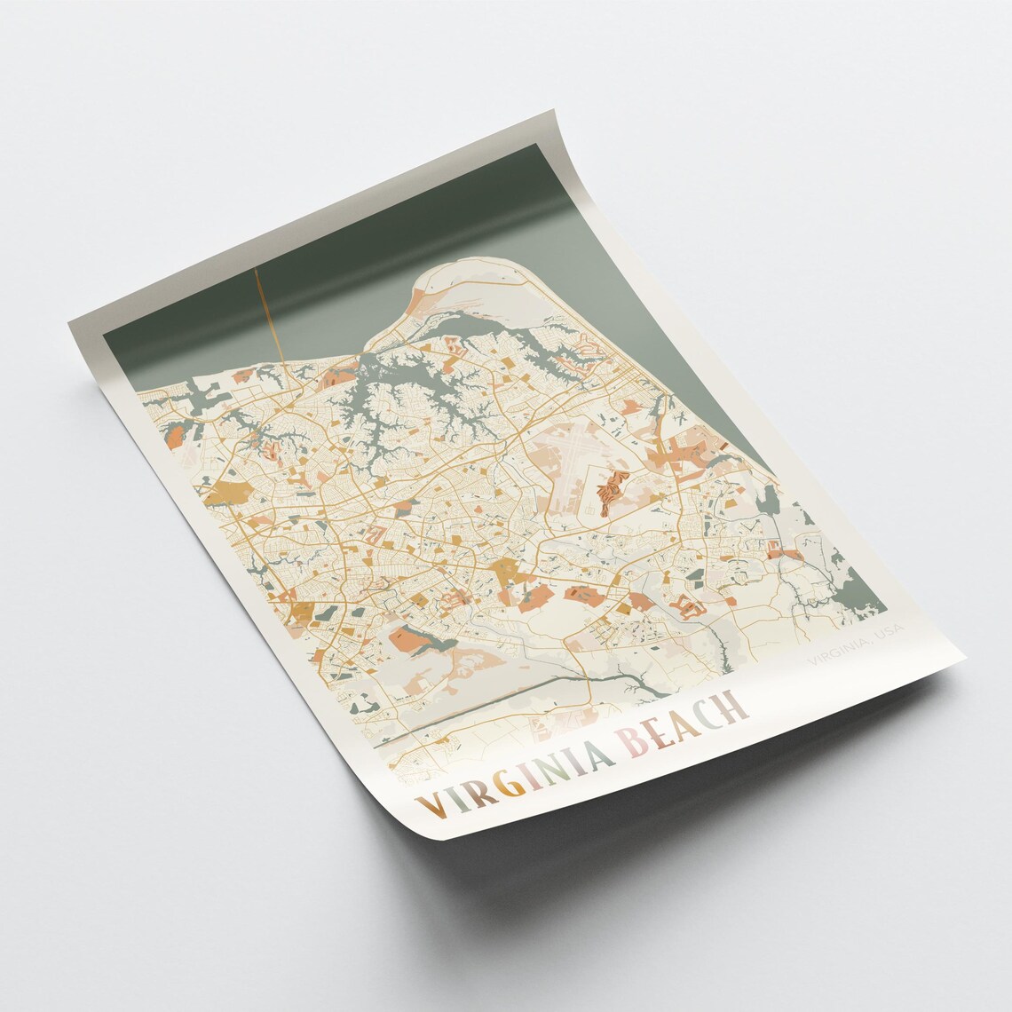 Virginia Beach Map Poster, Virginia Beach Print, Virginia Beach Poster ...