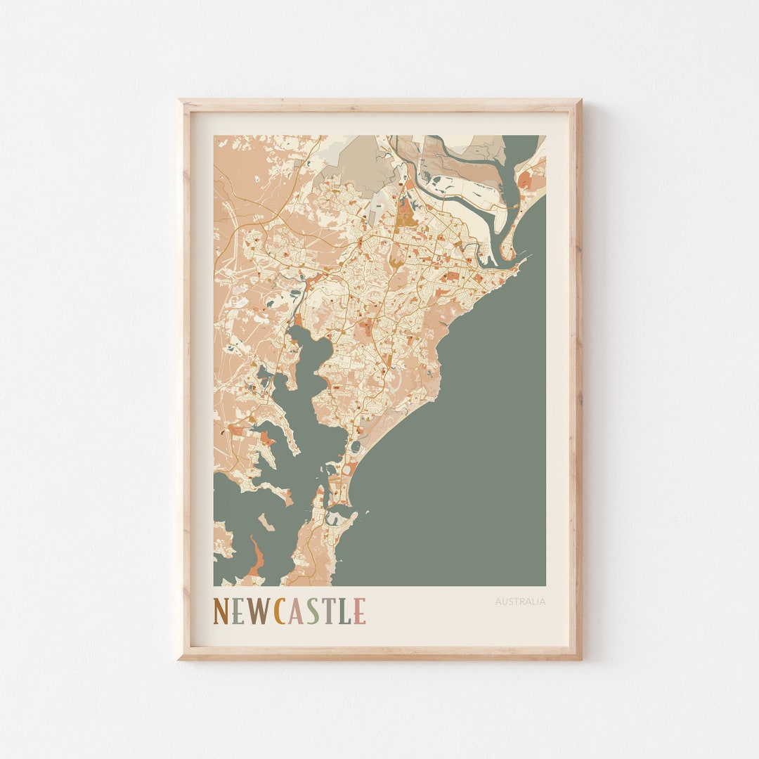 Newcastle Map Poster, Newcastle Wall Art, Newcastle Map, Newcastle ...