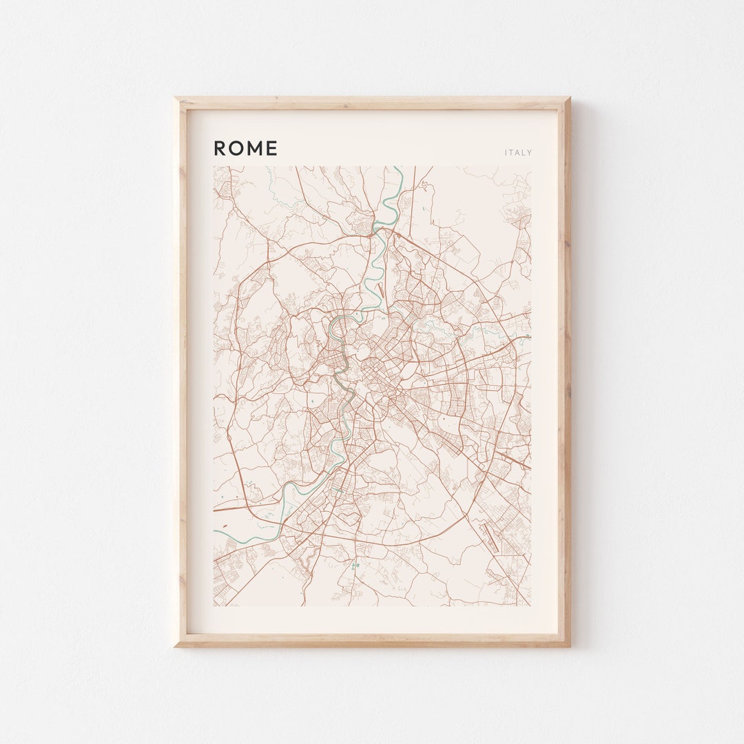 Rome Map Poster, Rome Wall Art, Rome City Map, Rome Poster, Rome Map ...