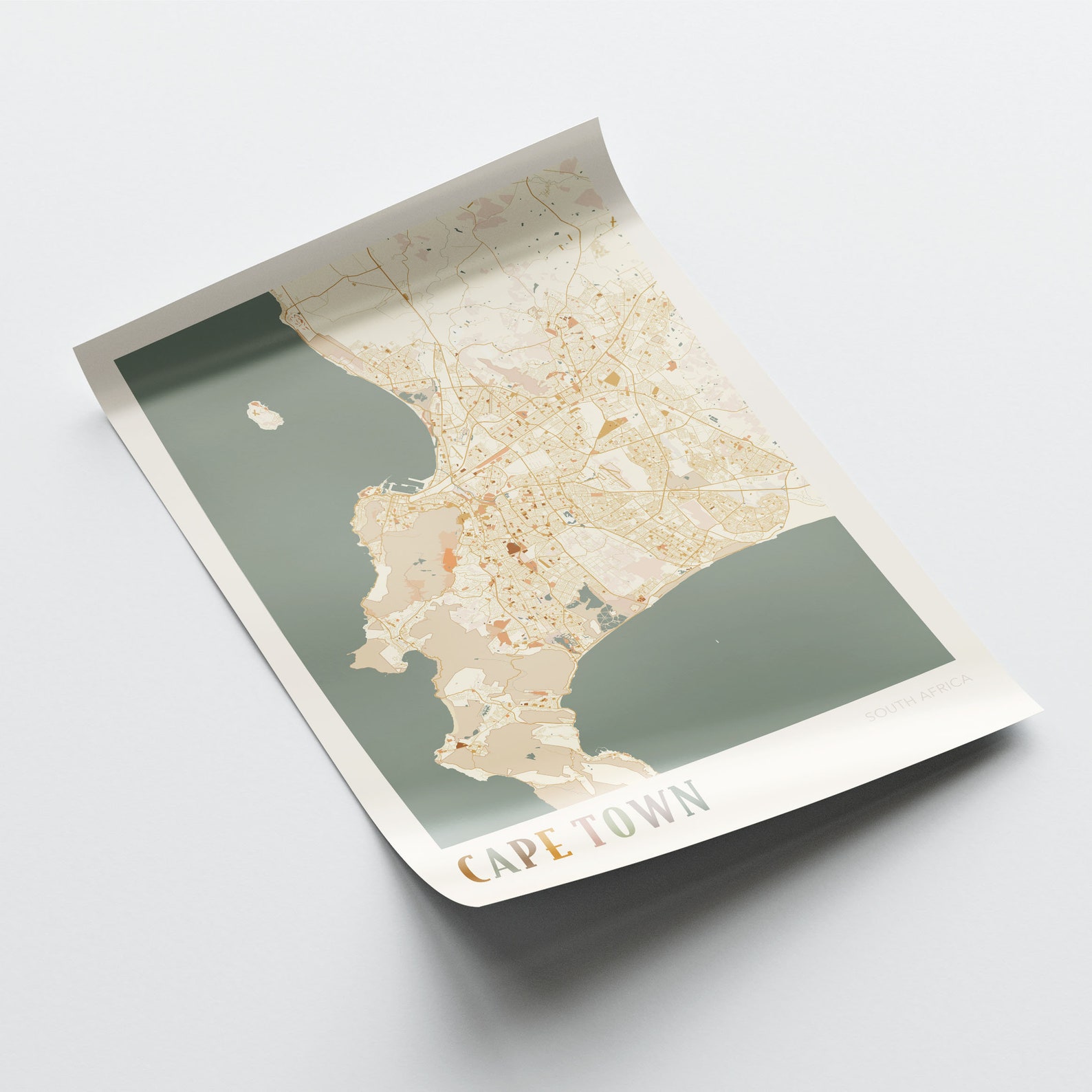 Cape Town Map Poster, Cape Town Wall Art, Cape Town Map, Cape Town Map ...