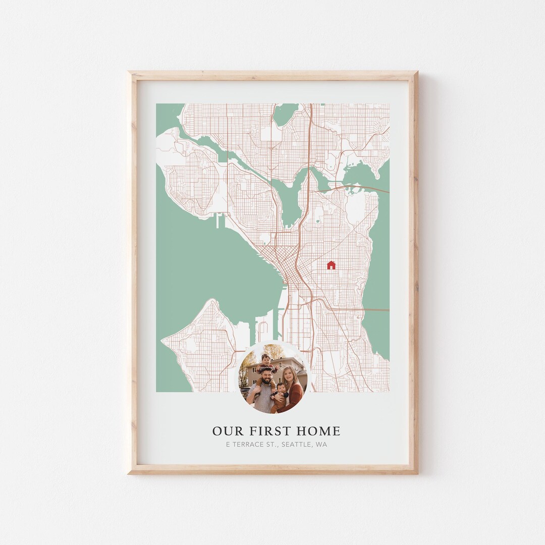 Custom Home Map, Personalized Housewarming Gift, First Time Home Buyer ...