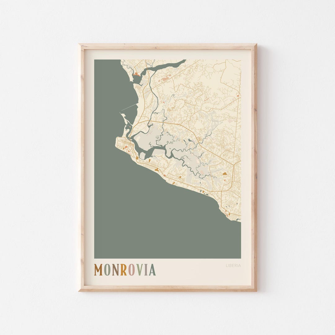 Monrovia Map Poster, Monrovia Print, Monrovia Poster, Monrovia Wall Art ...