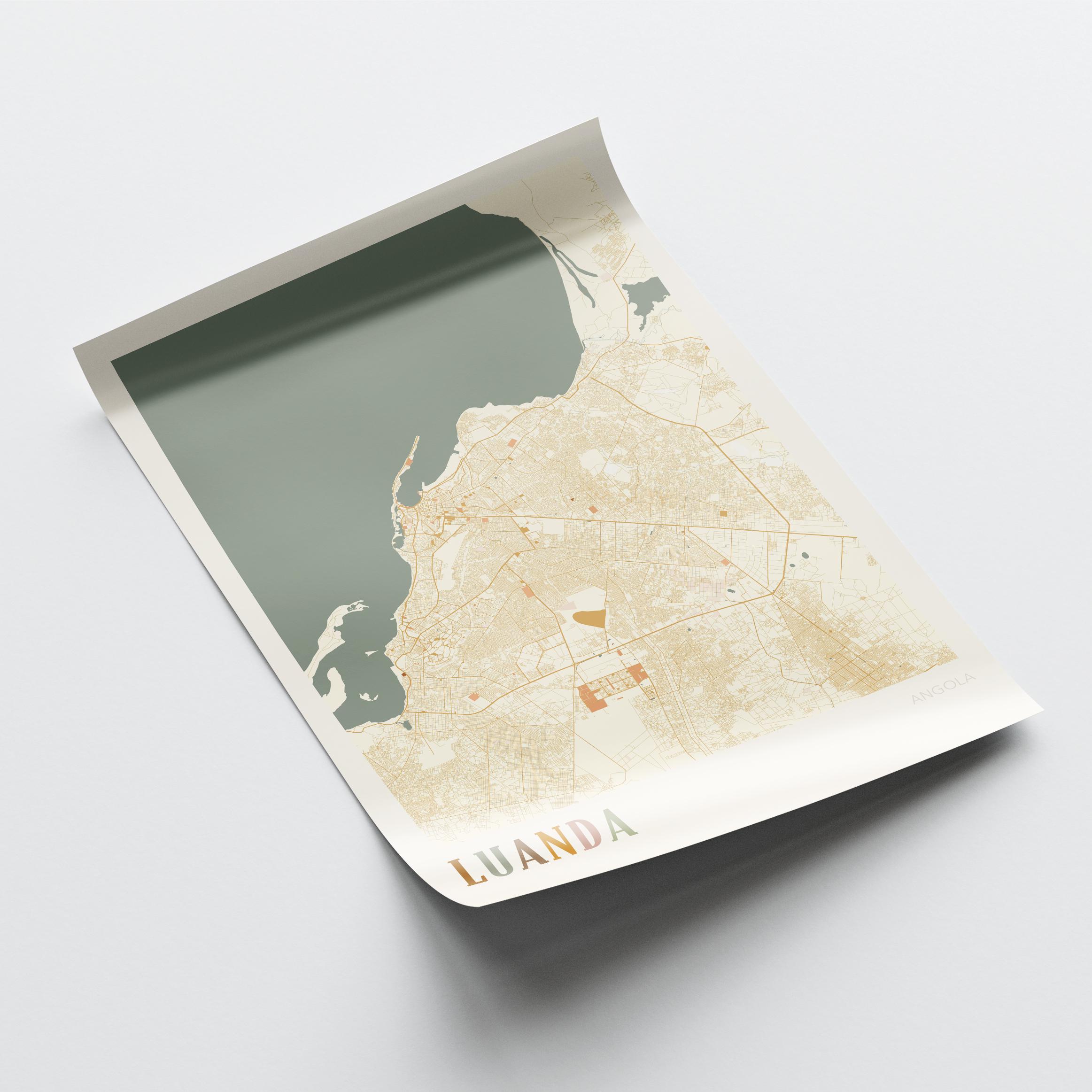 Luanda Map Poster, Luanda Print, Luanda Poster, Luanda Wall Art, Angola ...