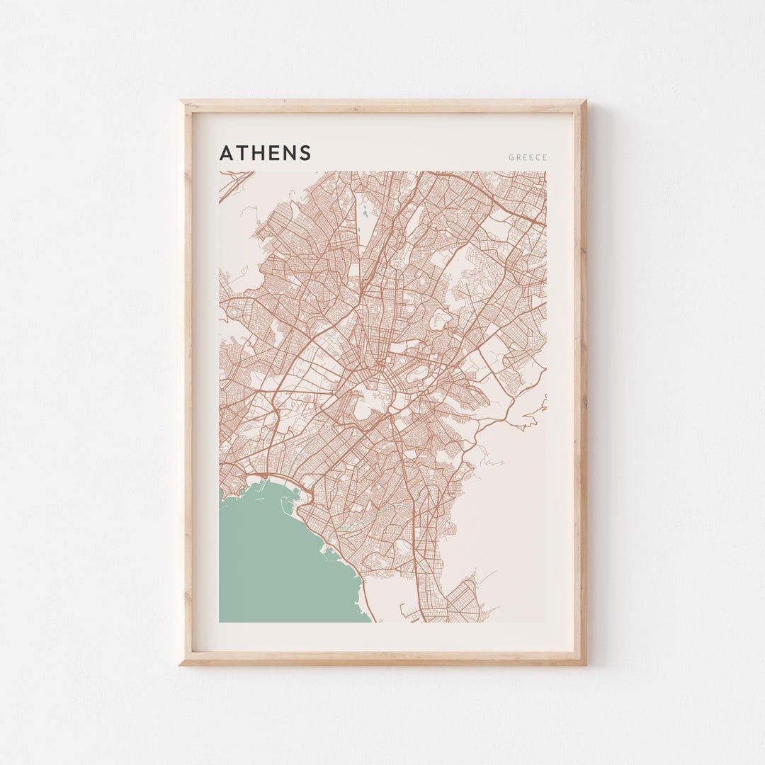 Athens Map Poster, Athens Print, Athens Poster, Athens Wall Art, Greece ...
