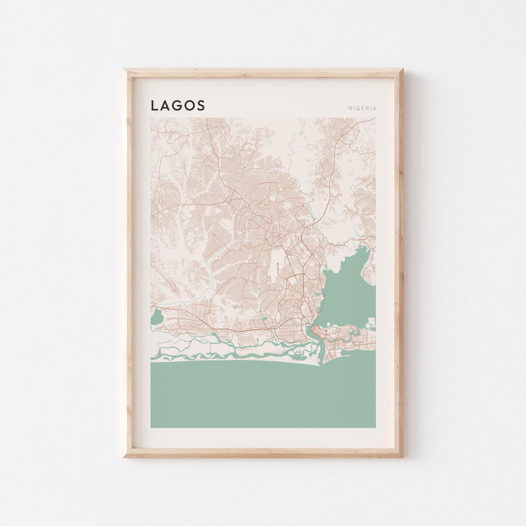 Lagos Map Poster, Lagos Print, Lagos Poster, Lagos Wall Art, Nigeria ...