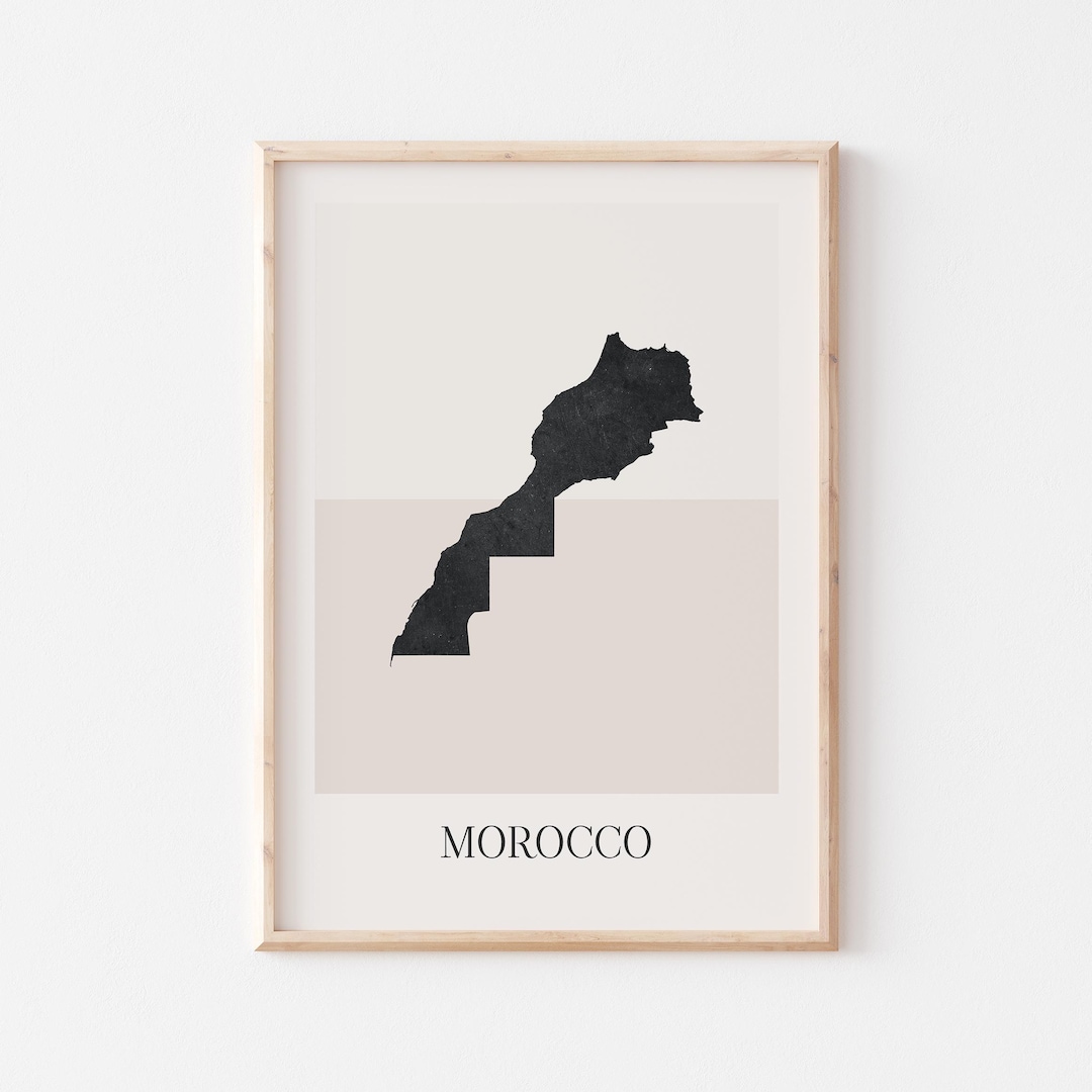 Morocco Map Poster, Morocco Print, Morocco Map Print Minimalist Boho ...