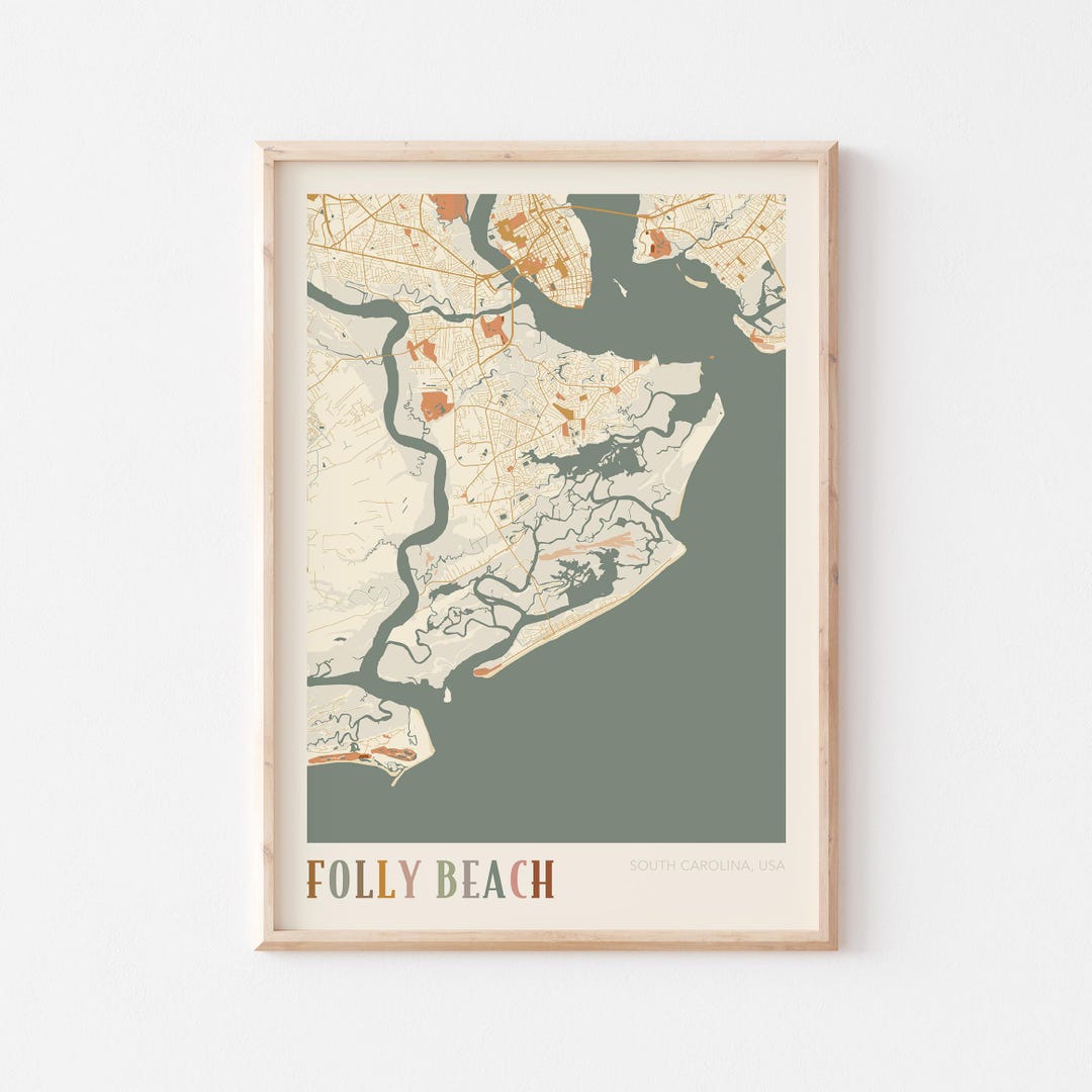 Folly Beach Map Poster, Folly Beach Print, Folly Beach Poster, Folly ...