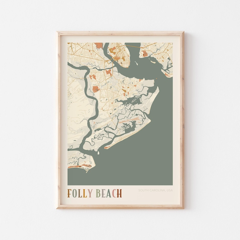 Folly Beach Map Poster, Folly Beach Print, Folly Beach Poster, Folly ...