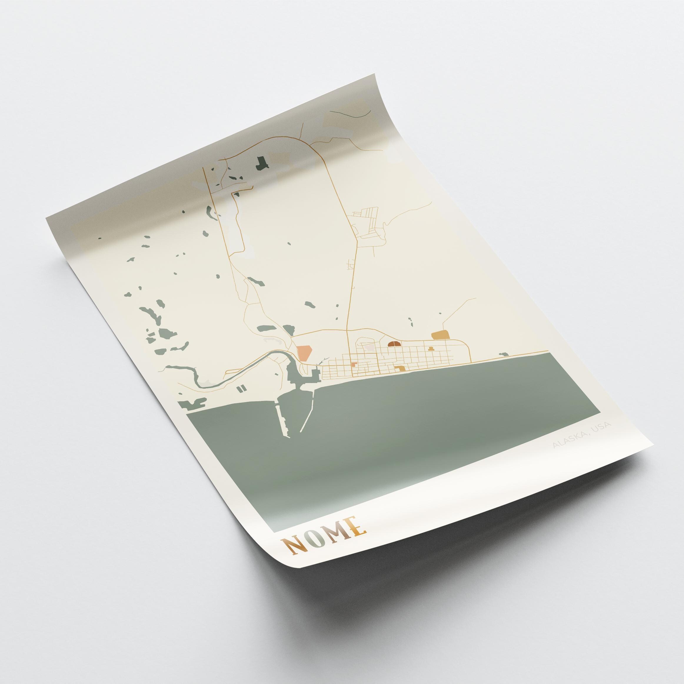 Nome Map Poster, Nome Print, Nome Poster, Nome Wall Art, Alabama ...