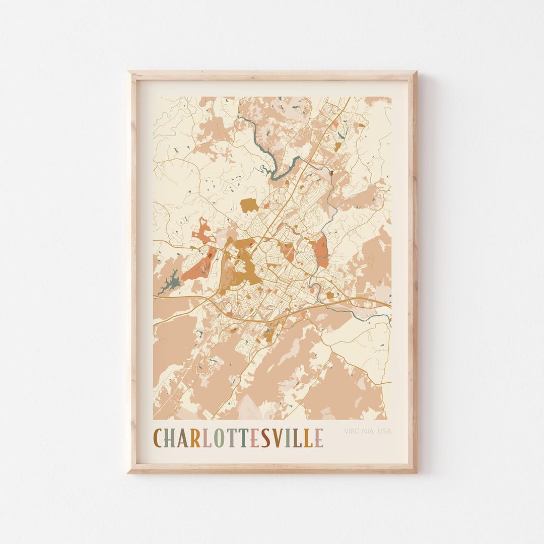 Charlottesville Map Poster, Charlottesville Print, Charlottesville ...