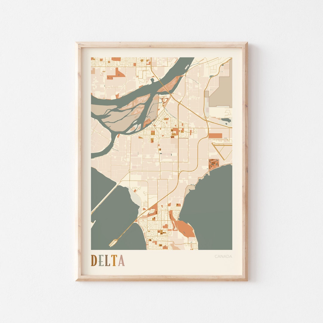 Delta Map Poster, Delta Wall Art, Delta City Map, Delta Poster, Delta ...