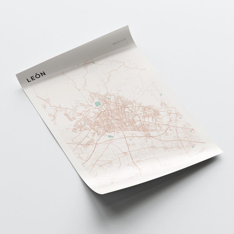 Leon Map Poster, Leon Print, Leon Poster, Leon Wall Art, Mexico, Travel ...