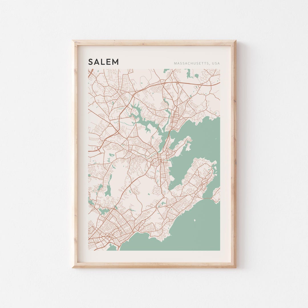 Salem Map Poster, Salem Print, Salem Poster, Salem Wall Art ...