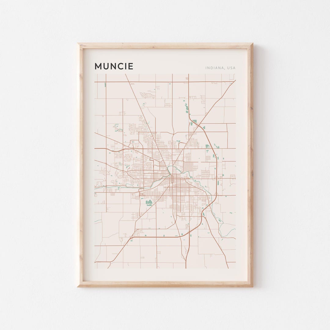 Muncie Map Poster, Muncie Print, Muncie Poster, Muncie Wall Art ...