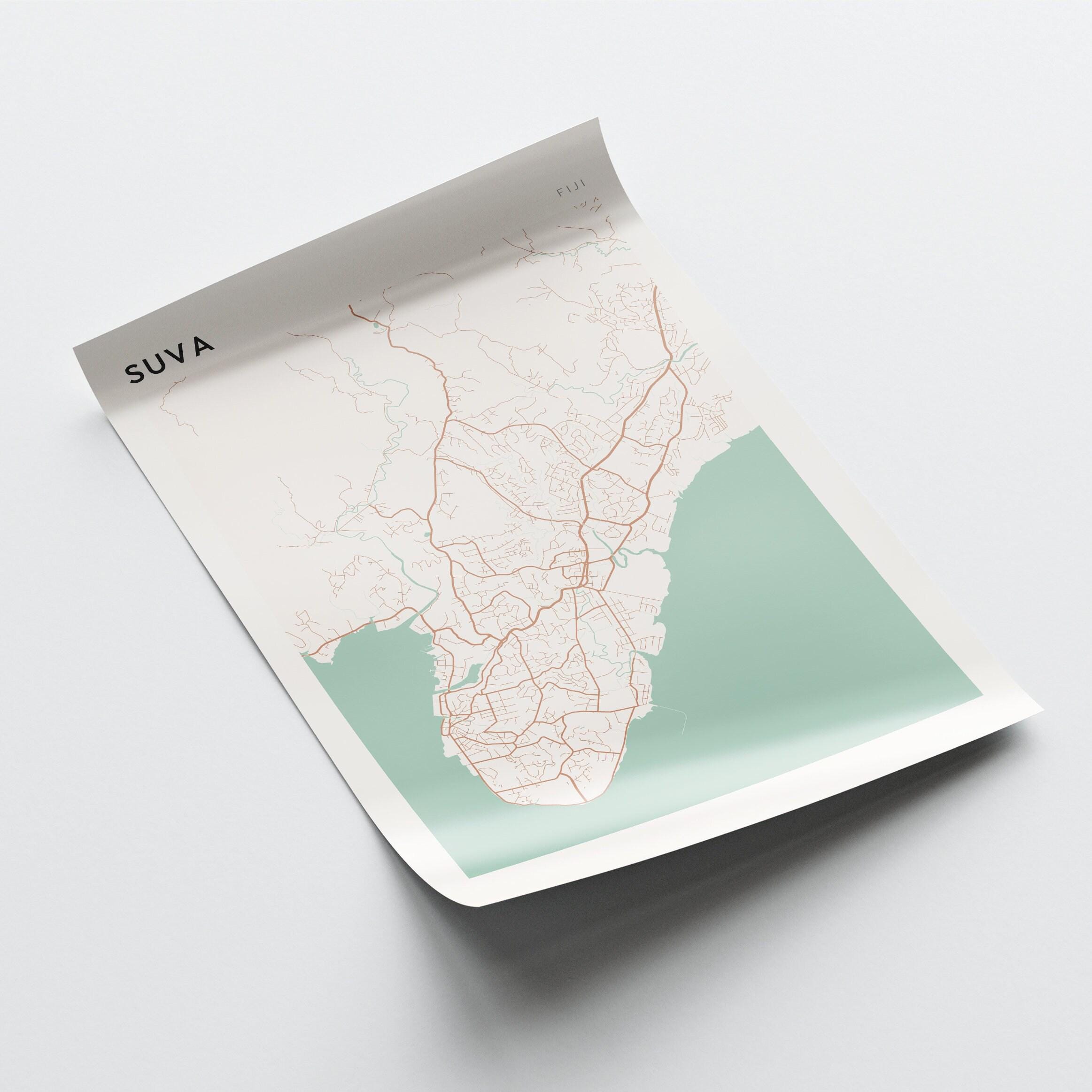 Suva Map Poster, Suva Wall Art, Suva Map, Suva Poster, Suva Map Print ...