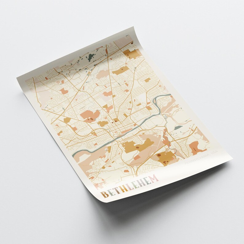 Bethlehem Map Poster, Bethlehem Print, Bethlehem Poster, Bethlehem Wall ...
