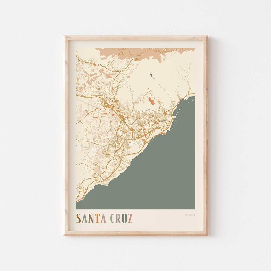 Santa Cruz Map Poster, Santa Cruz Print, Santa Cruz Poster, Santa Cruz ...