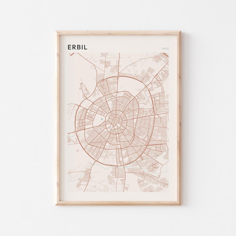 Erbil Map Poster, Erbil Print, Erbil Poster, Erbil Wall Art, Iraq ...