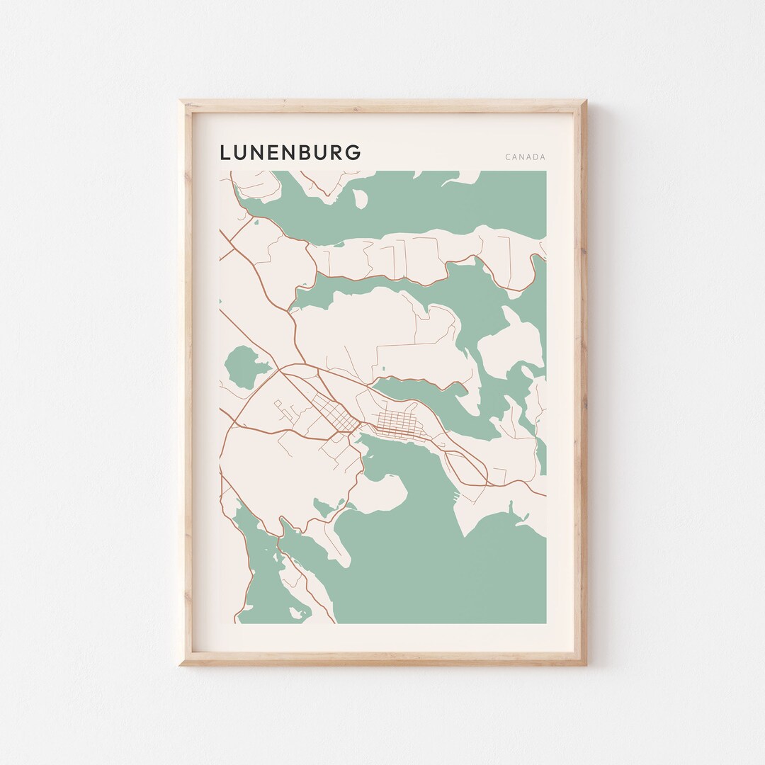 Lunenburg Nova Scotia Map Poster, Lunenburg Wall Art, Lunenburg City ...
