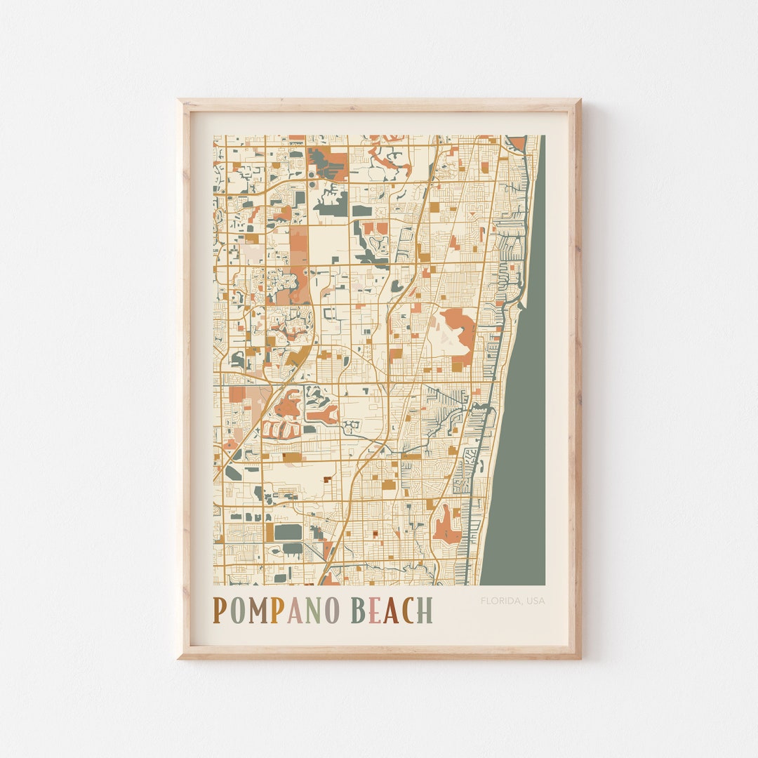 Pompano Beach Map Poster, Pompano Beach Print, Pompano Beach Poster, Pompano Beach Wall Art ...