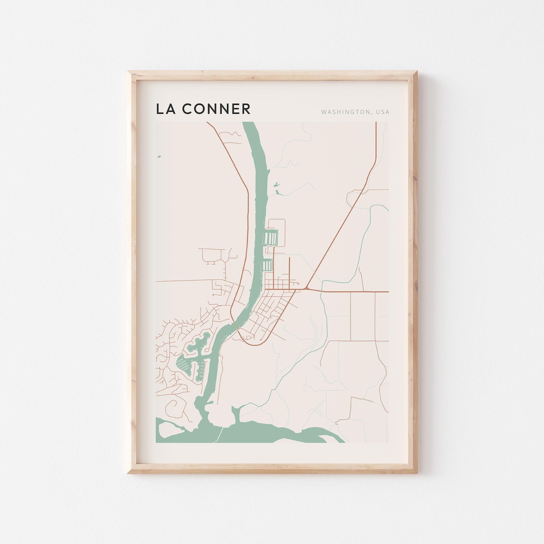 La Conner Map Poster, La Conner Print, La Conner Poster, La Conner Wall ...