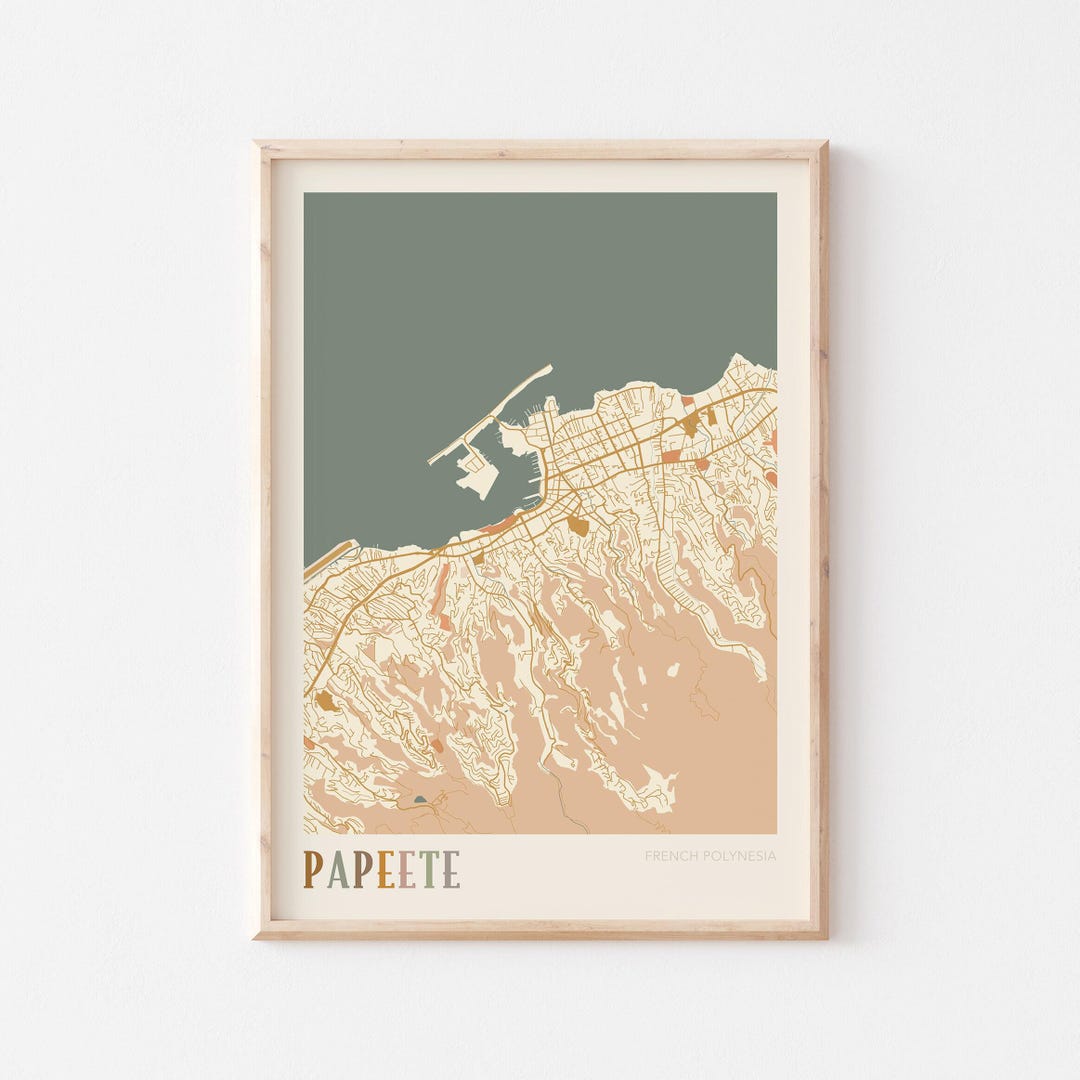 Papeete Map Poster, Papeete Wall Art, Papeete Map, Papeete Poster ...