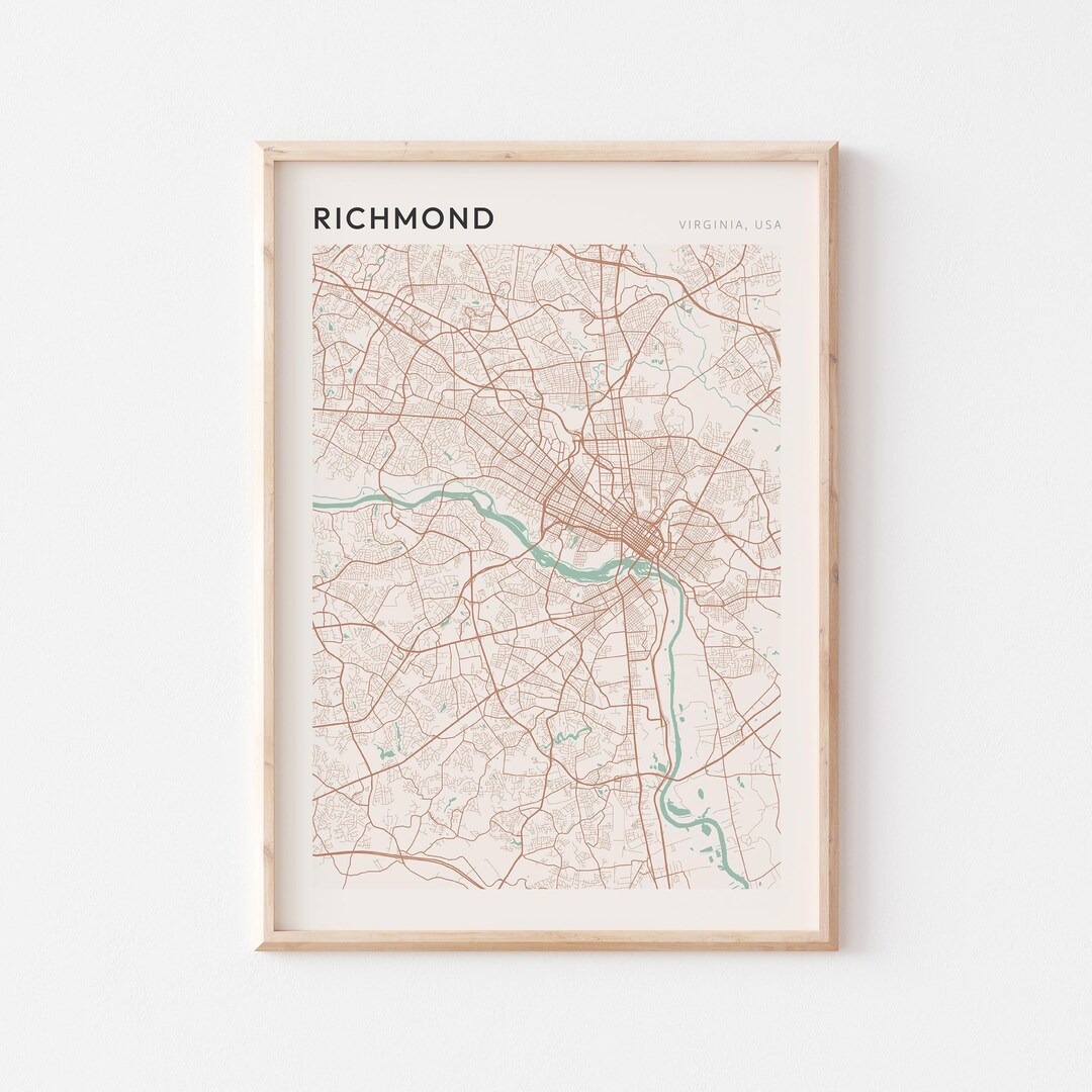 Richmond Map Poster, Richmond Print, Richmond Poster, Richmond Wall Art ...