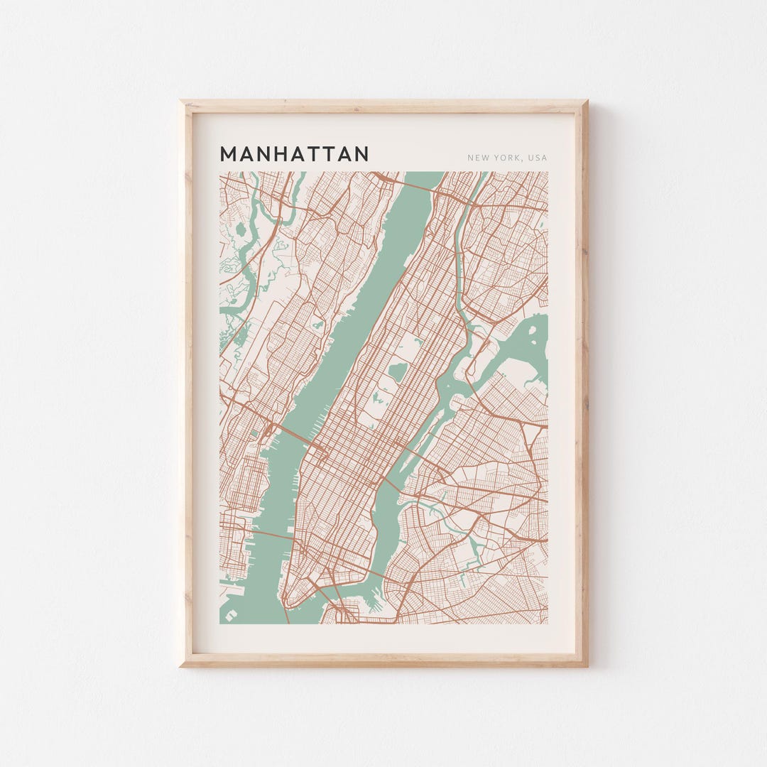 Manhattan Map Poster, Manhattan Print, Manhattan Poster, Manhattan Wall ...