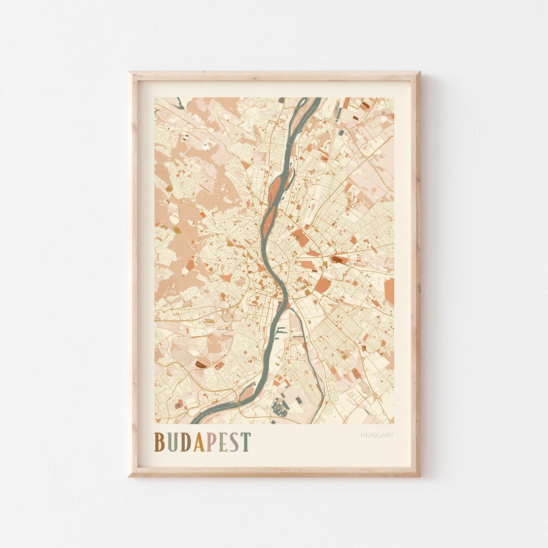 Budapest Map Poster, Budapest Wall Art, Budapest City Map, Map of ...