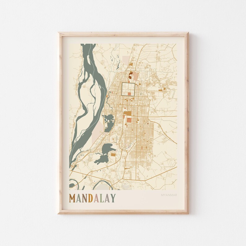 Mandalay Map Poster, Mandalay Print, Mandalay Poster, Mandalay Wall Art ...