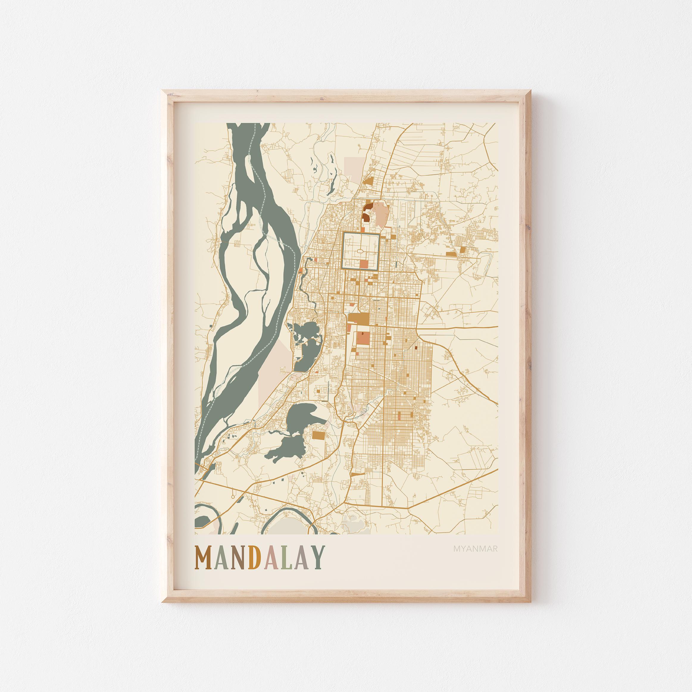 Mandalay Map Poster, Mandalay Print, Mandalay Poster, Mandalay Wall Art ...