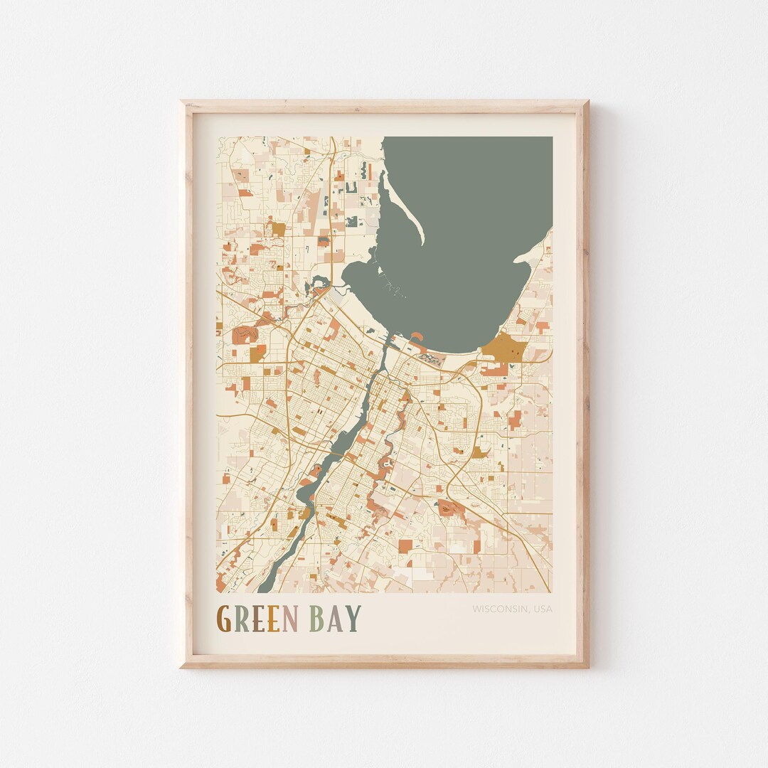Green Bay Map Poster, Green Bay Print, Green Bay Poster, Green Bay Wall ...