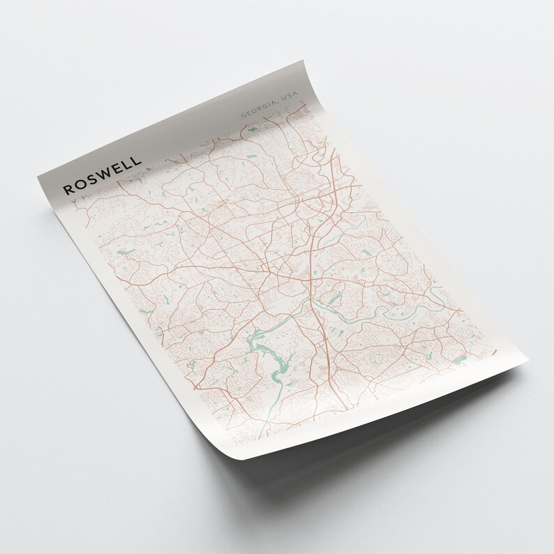 Roswell Map Poster, Roswell Print, Roswell Poster, Roswell Wall Art ...