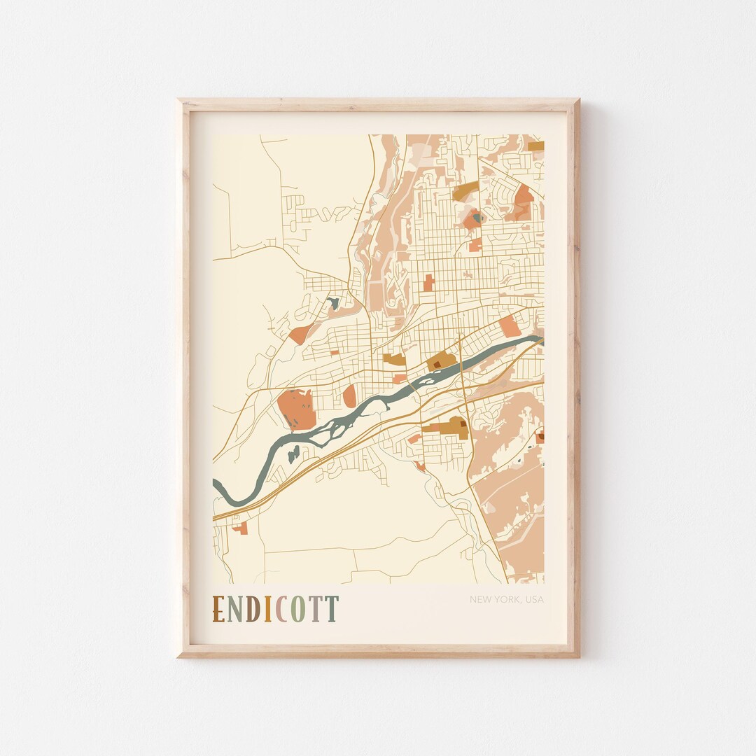 Endicott Map Poster, Endicott Print, Endicott Poster, Endicott Wall Art ...